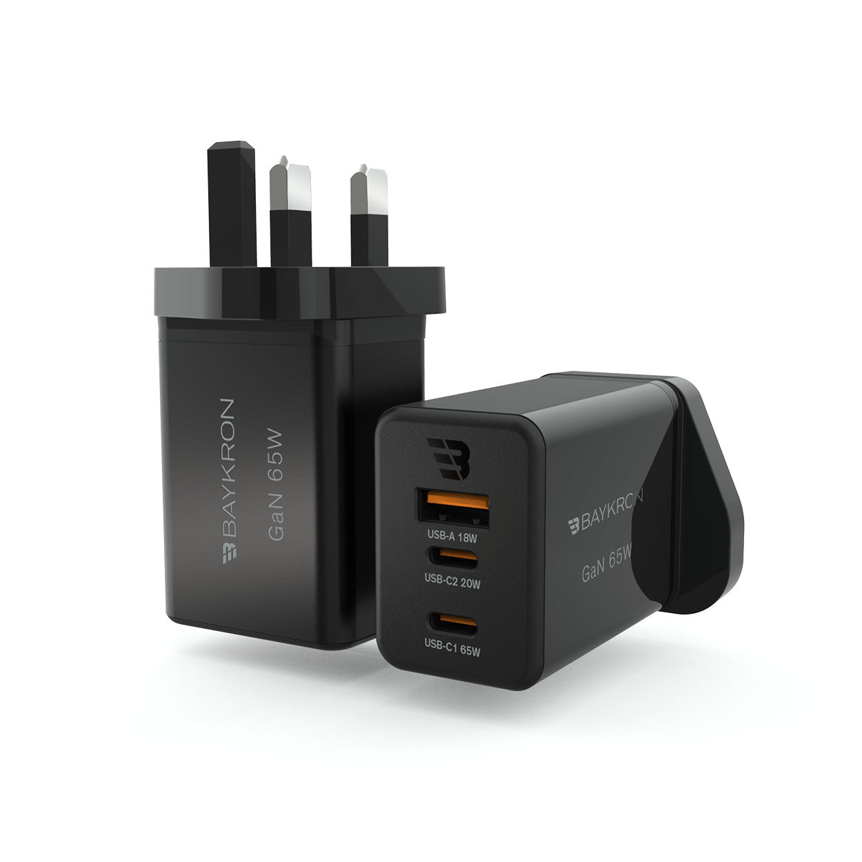 BAYKRON Premium 65W GaN Ultra Fast Triple Port Wall Charger with USB-A ...